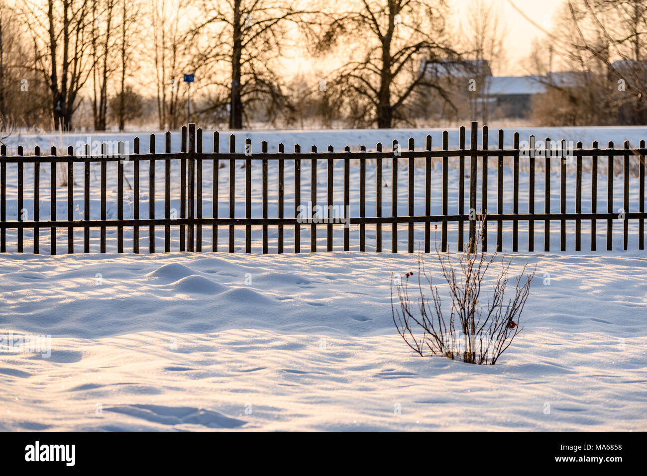 wooden plank fence details in countryside in winter time, with lots of ...