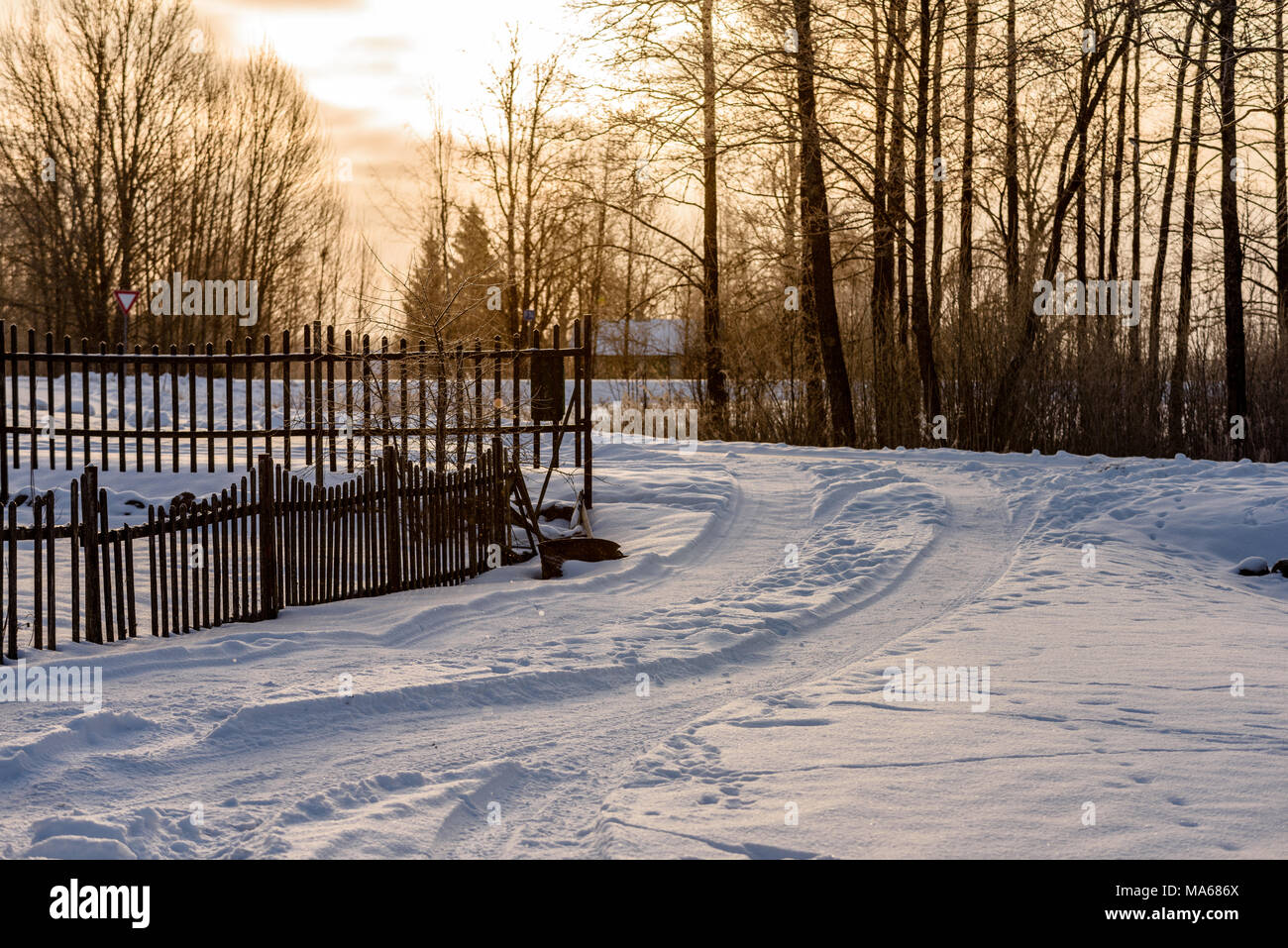 wooden plank fence details in countryside in winter time, with lots of ...