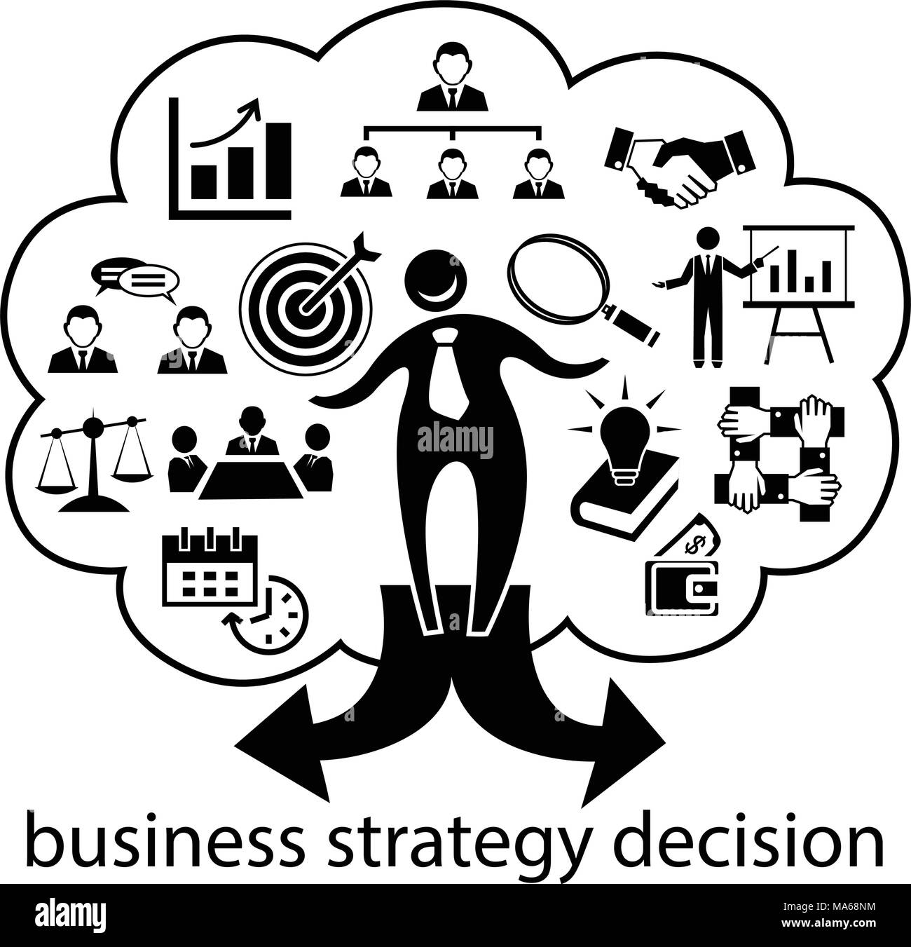 businessman with information of strategy decision, vector, illustration ...