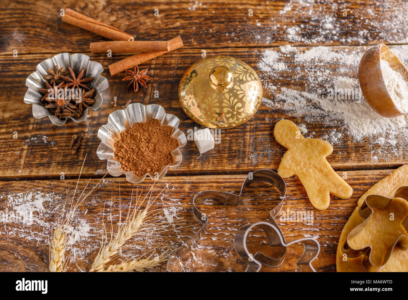 The process of preparation of classic ginger biscuits in the form of ...