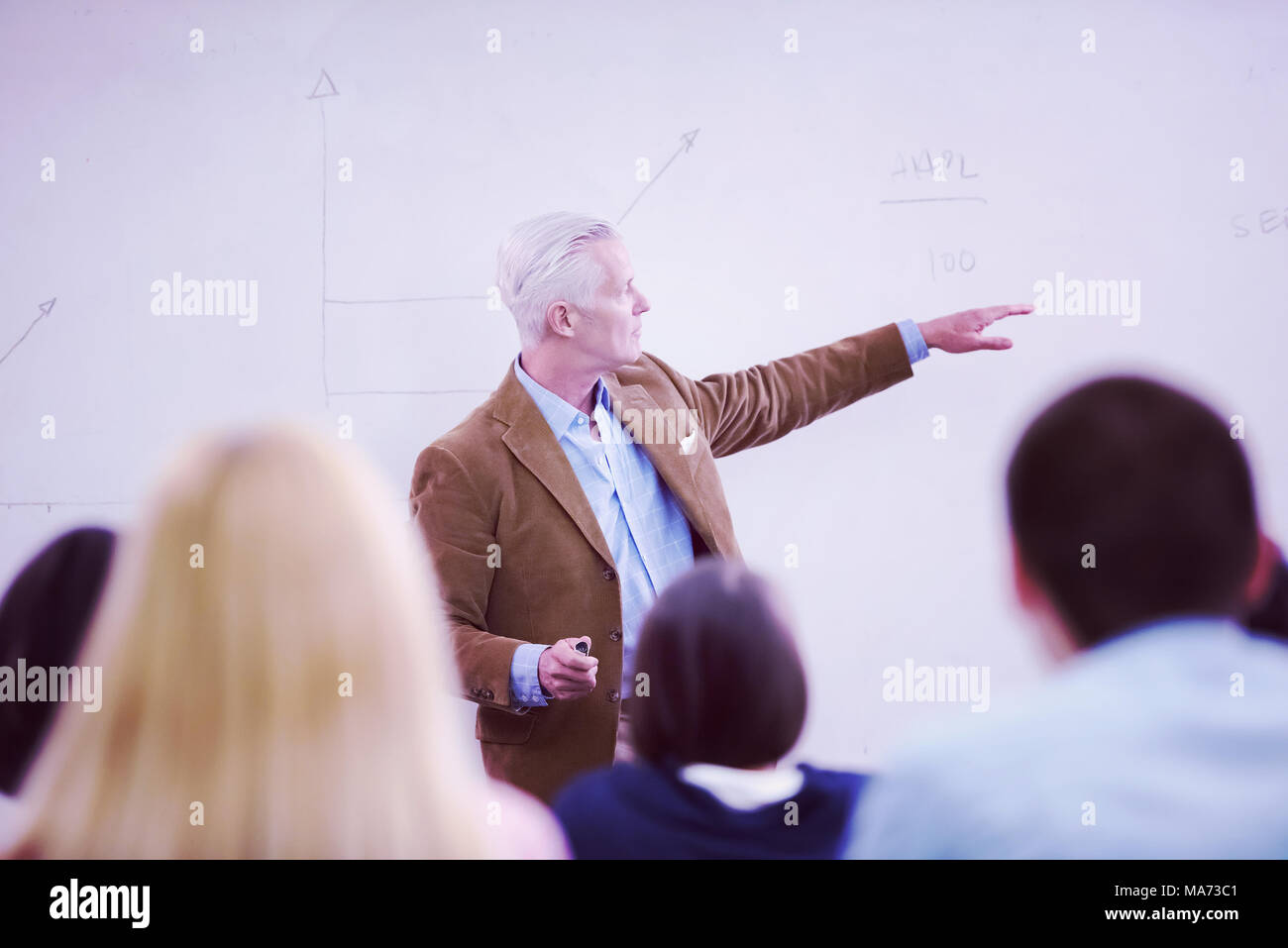 group of students study with professor in modern school classroom Stock ...