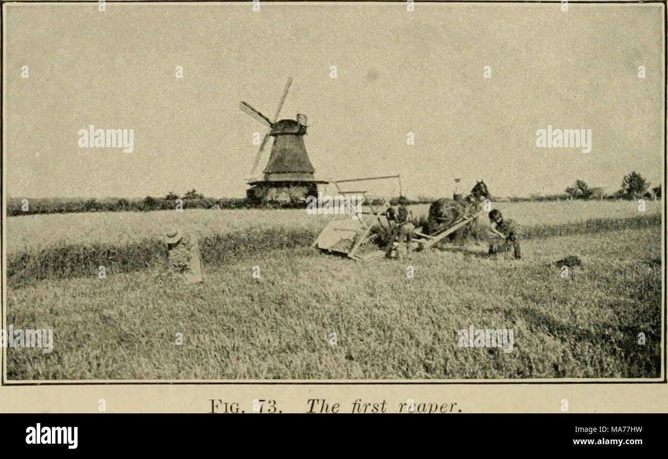 . Elementary agriculture . The first reaper. much hard work to change ...