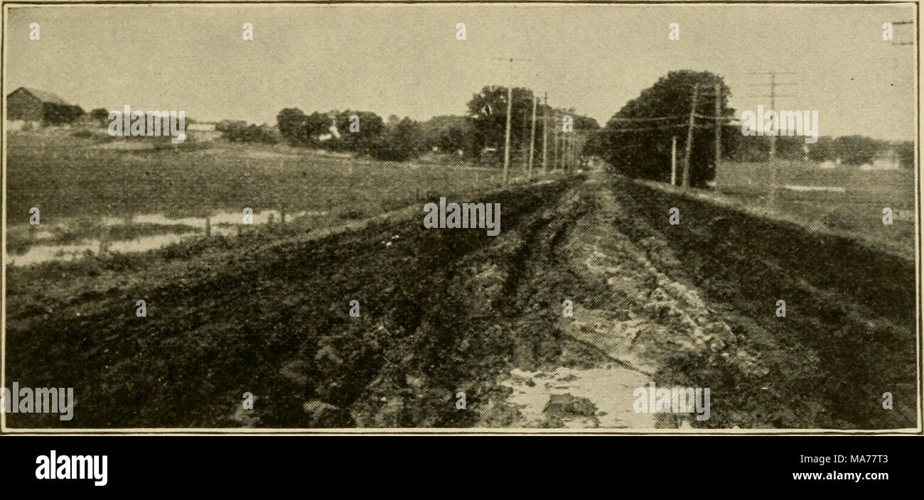 . Elementary agriculture . Typical country road after long rainy period ...