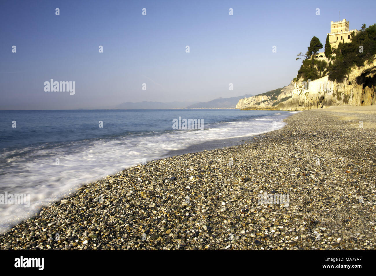 The town and the beach of Finale Ligure near Savona Stock Photo - Alamy