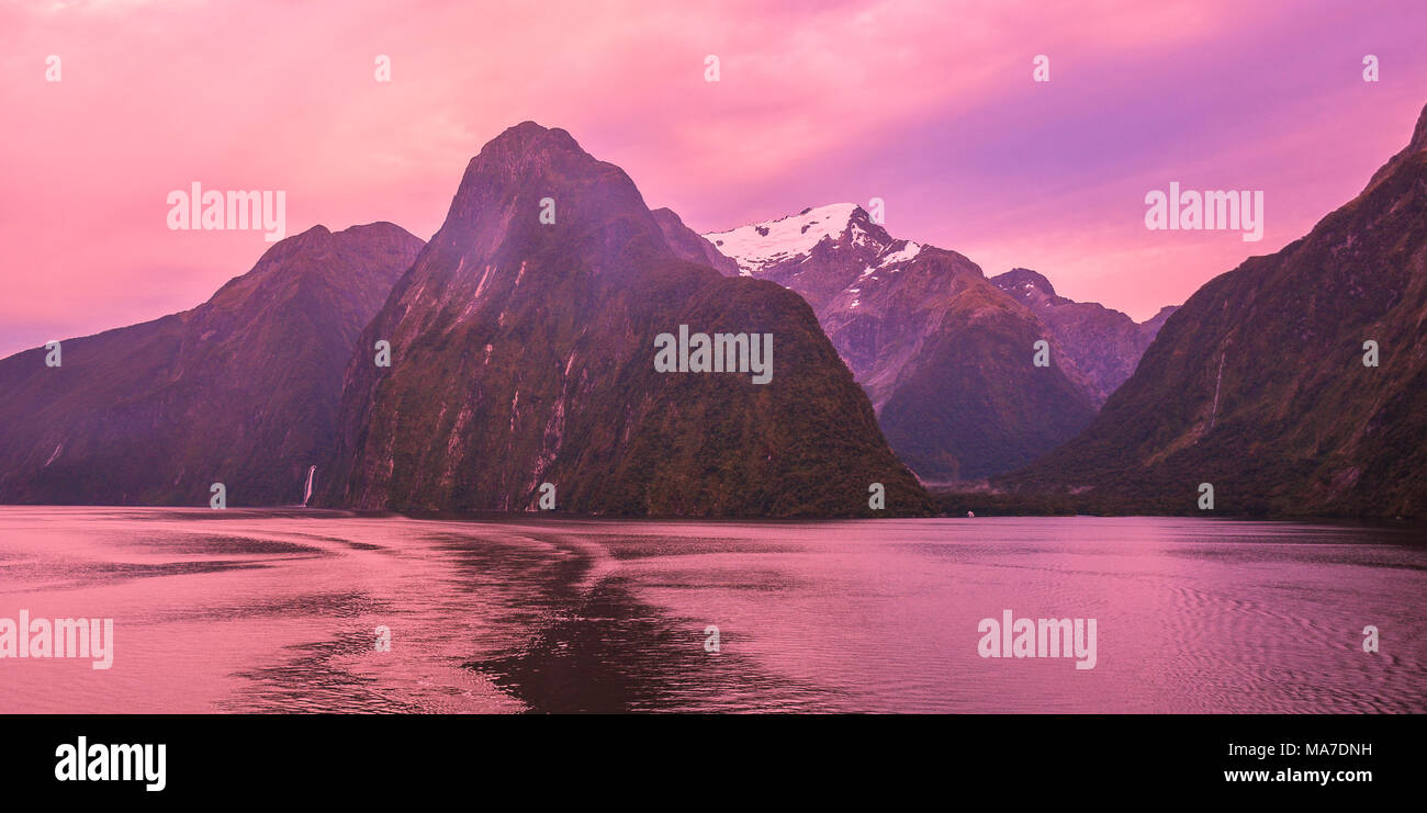 Early Morning Scenery in Milford Sound - New Zealand Stock Photo - Alamy