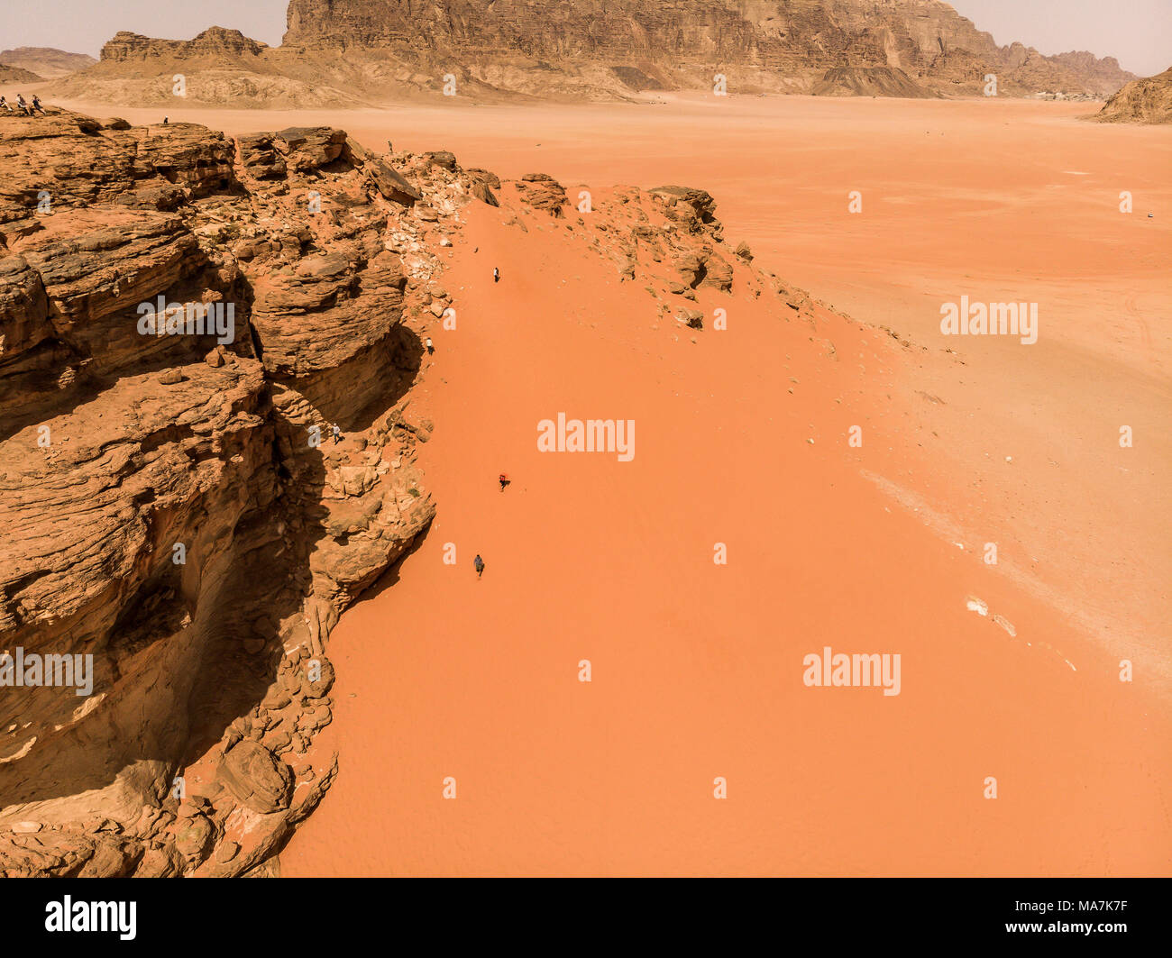 Aerial view of the Lawrence spring in the Jordanian desert near Wadi ...