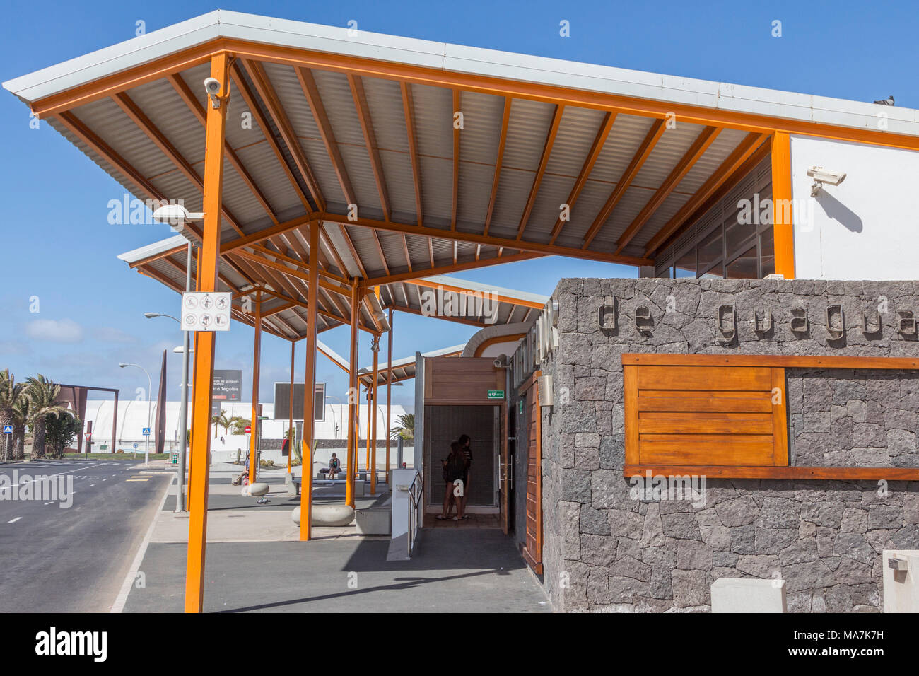 Arrecife bus station, Holiday resort canary island of Lanzarote, a ...