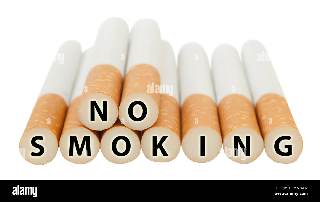 no smoking text on cigarettes concept Stock Photo - Alamy