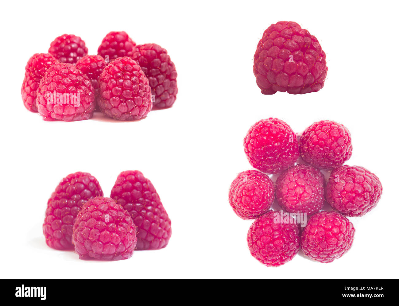 set of raspberry fruit isolated on white Stock Photo - Alamy