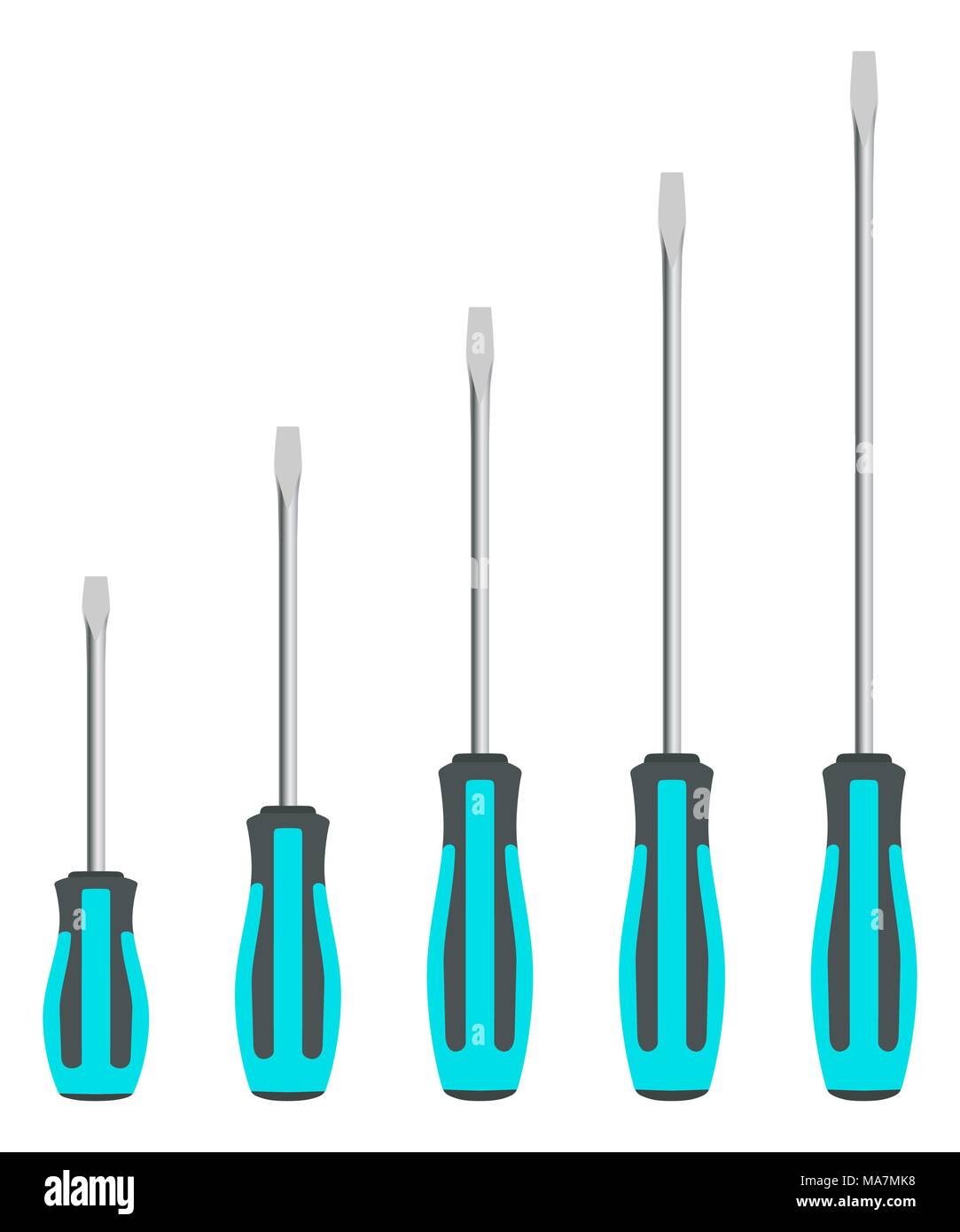 Realistic Screwdriver Set, Vector Illustration. The flat-blade ...