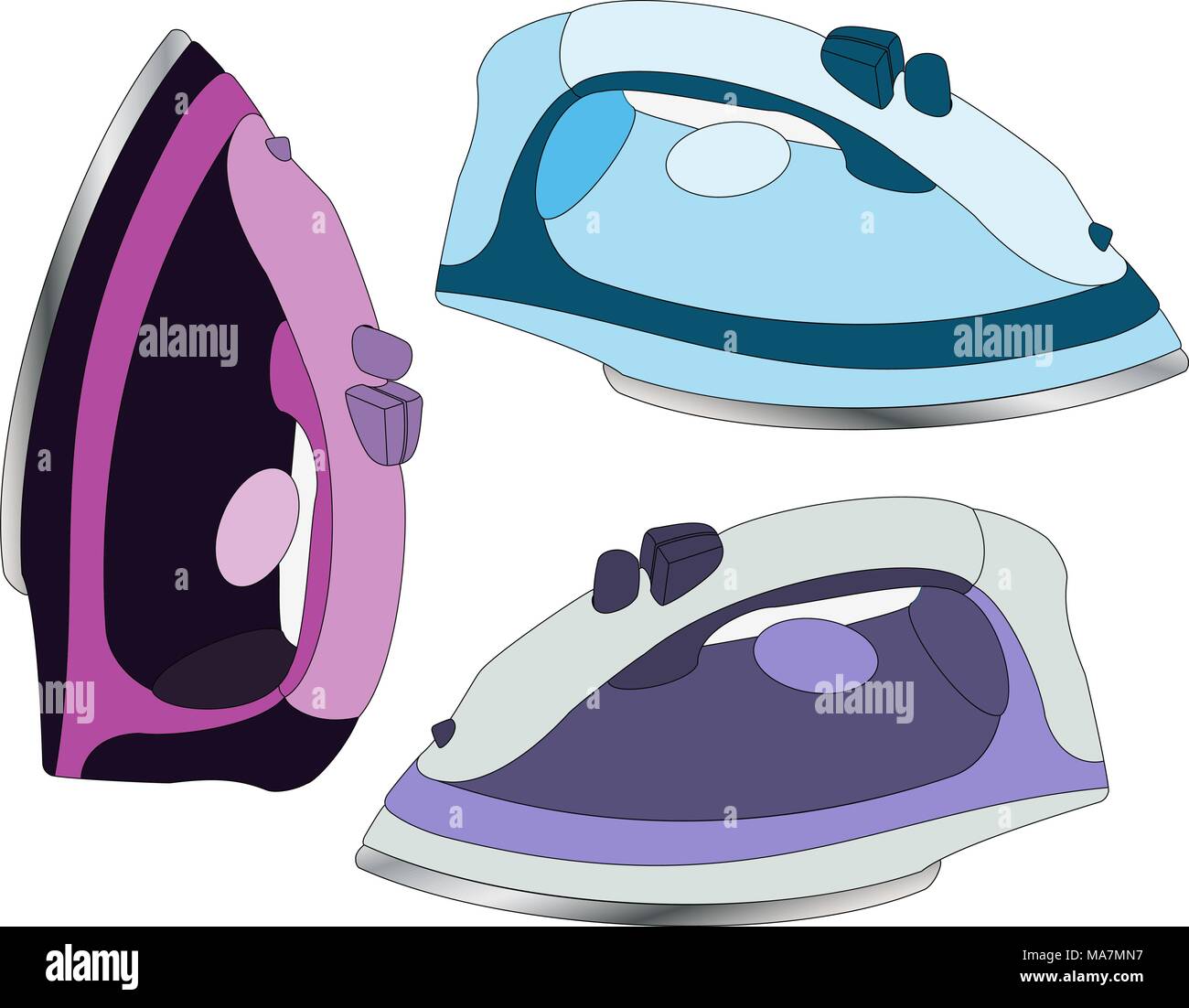 Set of colorful irons isolated on white background - vector ...