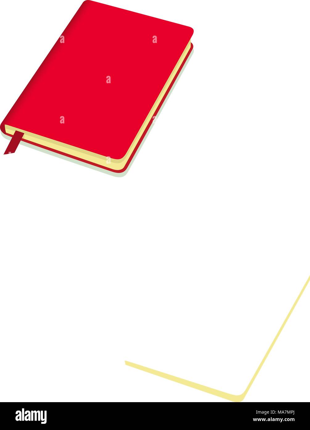 Blank red copybook template with bookmark. Vector illustration Stock ...