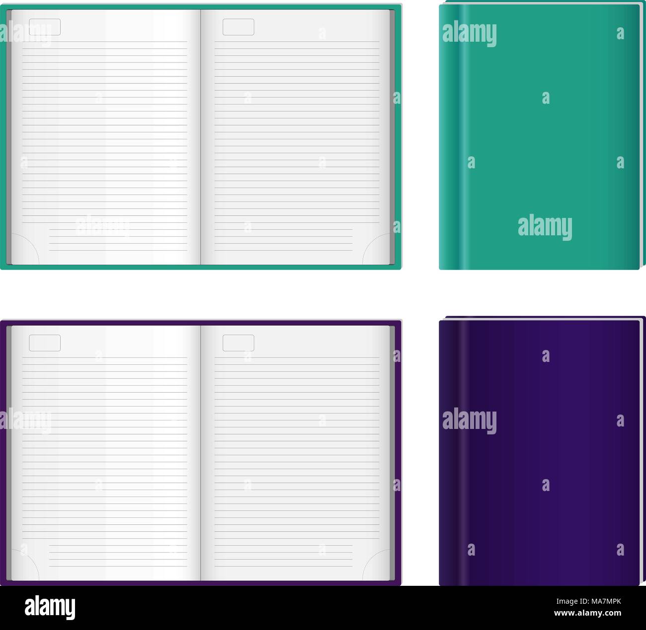 Open and closed notebook or diary set. Vector illustration Stock Vector ...