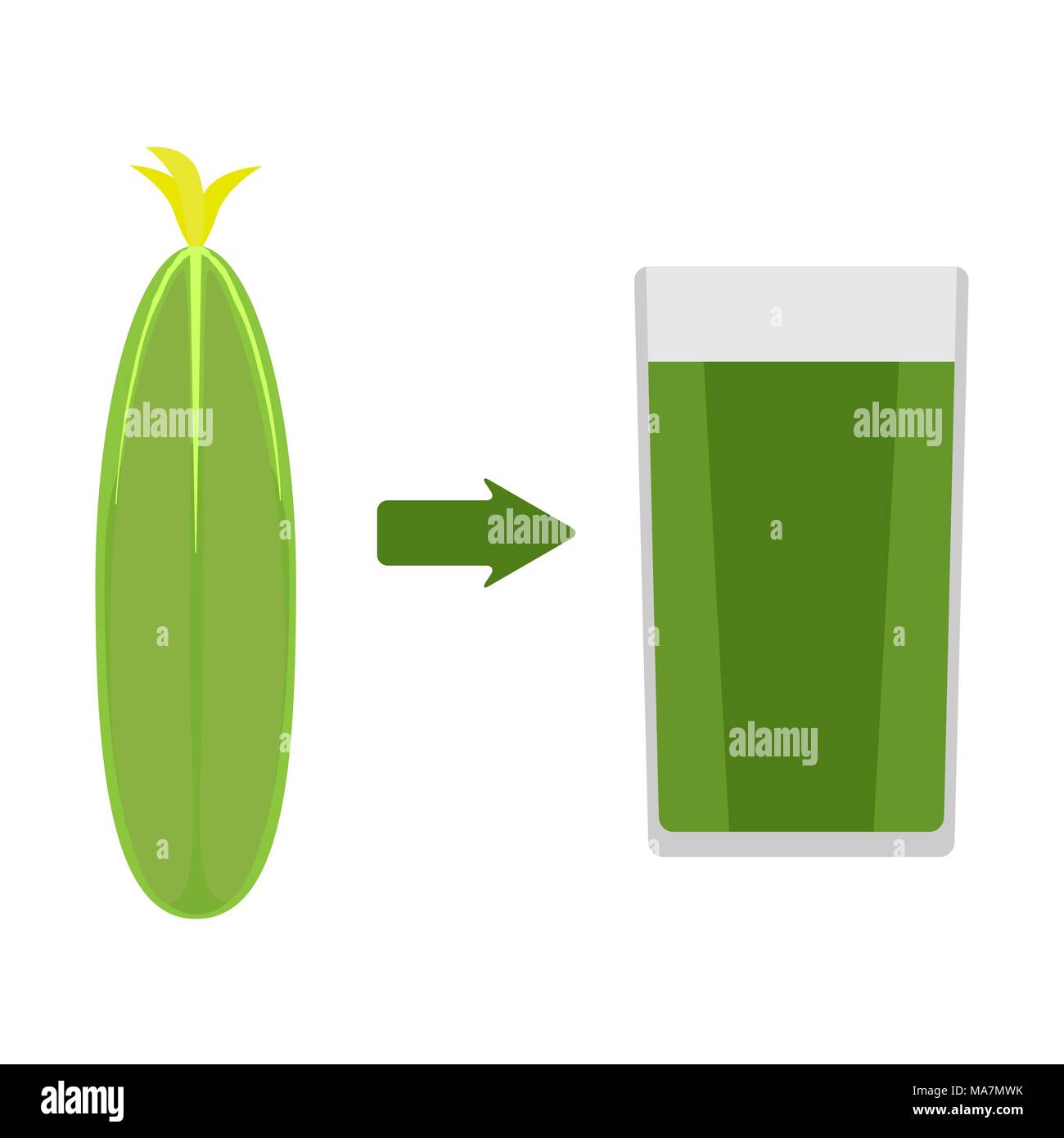 Fresh cucumber and a glass of cucumber juice around. The arrow in the ...