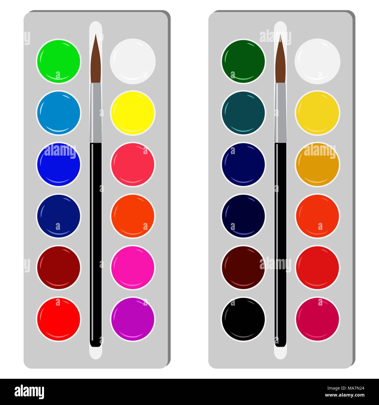 Watercolors and paintbrush. Back to school vector illustration on white ...