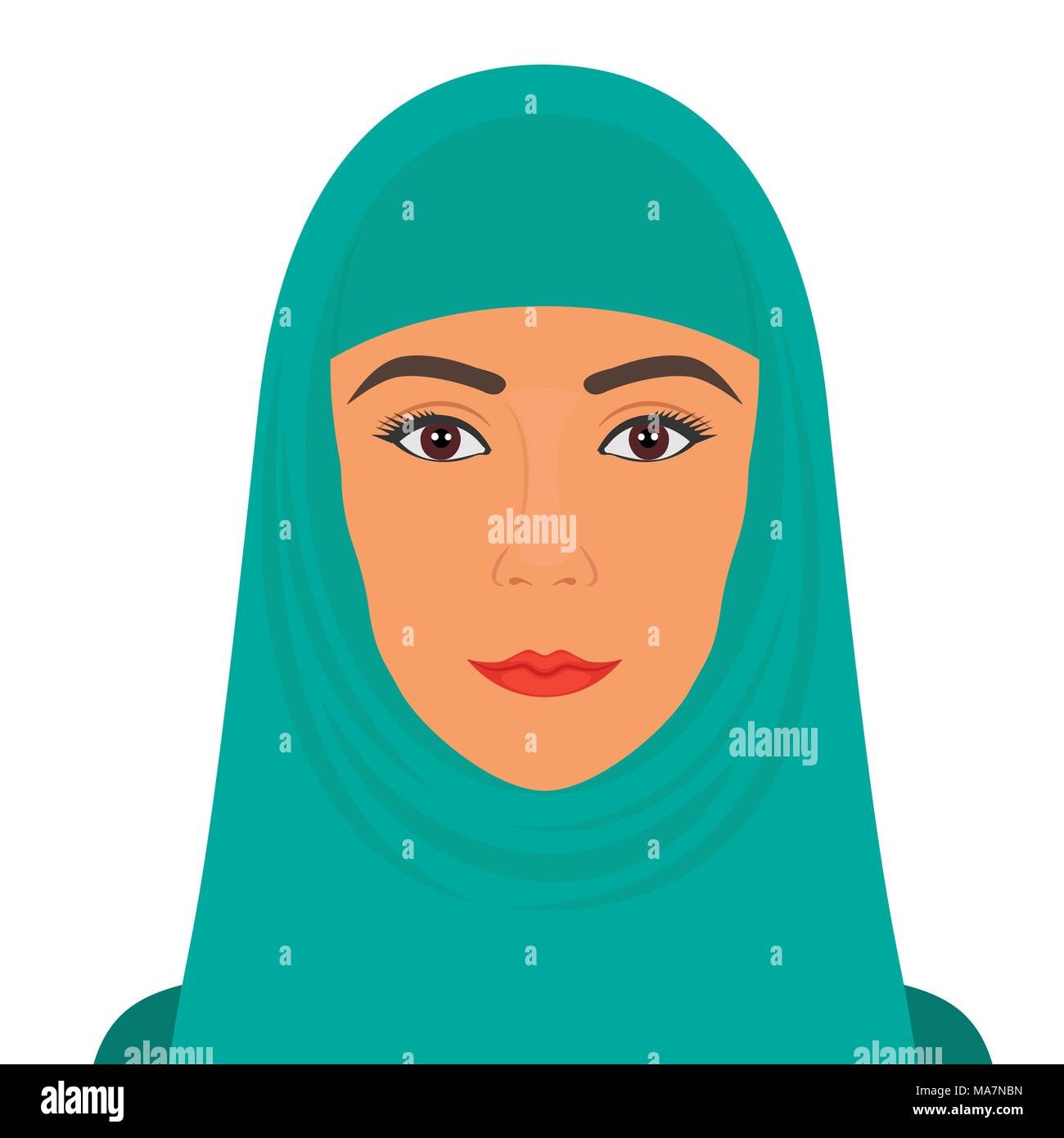 Beautiful face of Arab Muslim woman in a headscarf. East woman portrait ...