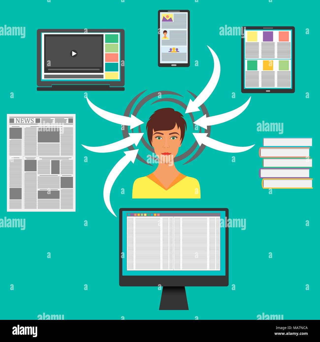 Woman email overload Stock Vector Images - Alamy