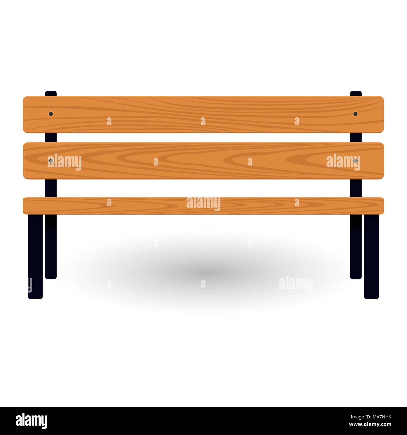 Wooden bench isolated on white background. Bench with realistic wooden ...
