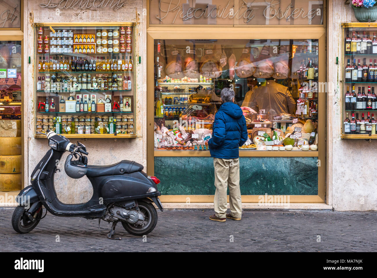 Traditional Grocery storefront at Campo de Fiori square, Rome, Lazio ...