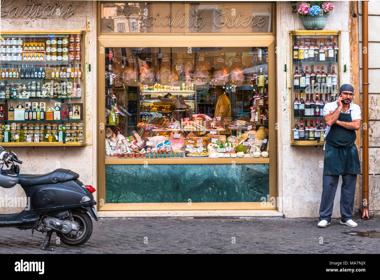Traditional Grocery storefront at Campo de Fiori square, Rome, Lazio ...