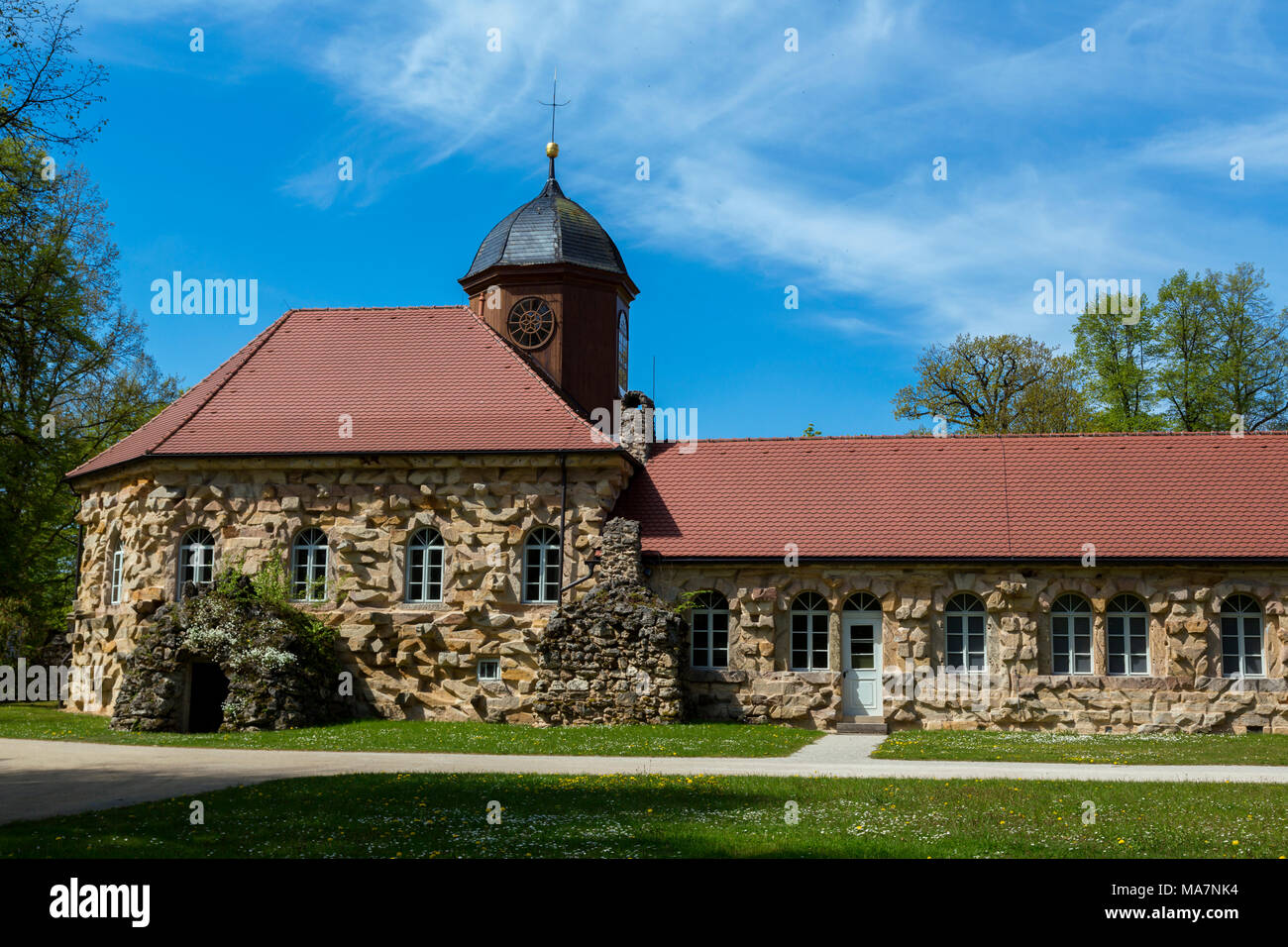Old castle in the historical park Eremitage, Bayreuth, Upper Franconia ...