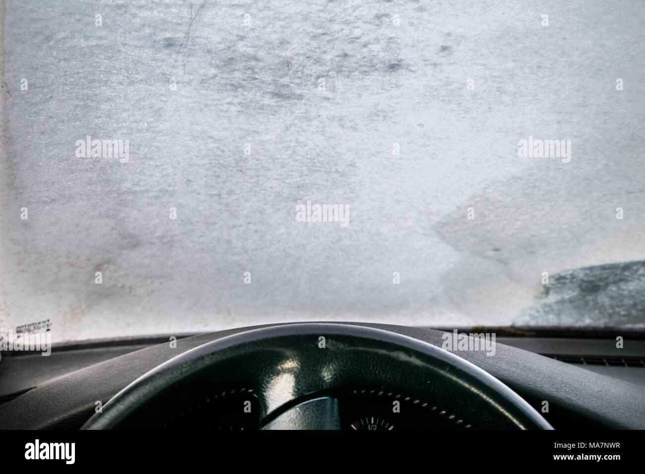 frost on car glass from inside Stock Photo - Alamy