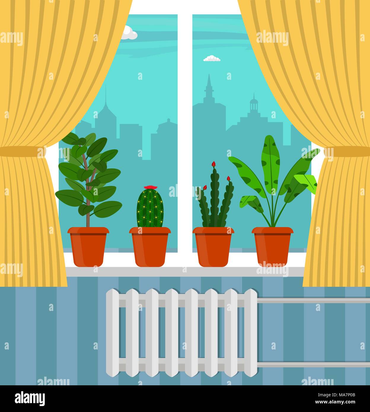 Flower pots on outside Stock Vector Images - Alamy