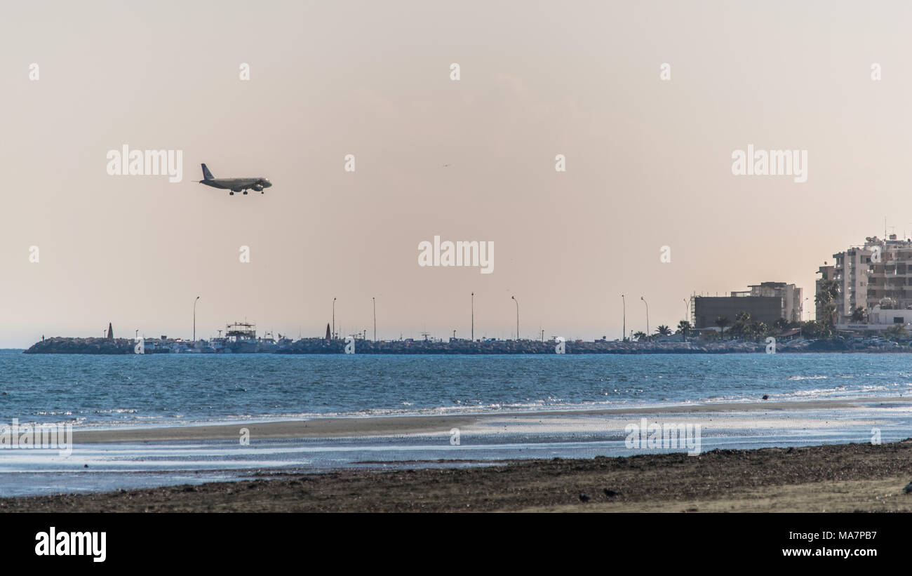 plane landing in larnaca international airport Stock Photo - Alamy