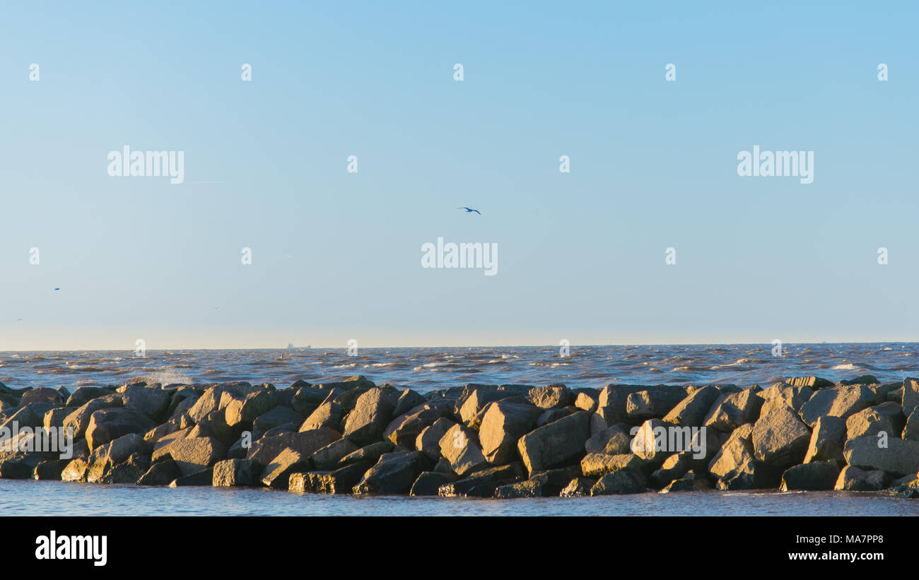 harbor stone barrier in klaipeda wave breaker Stock Photo - Alamy