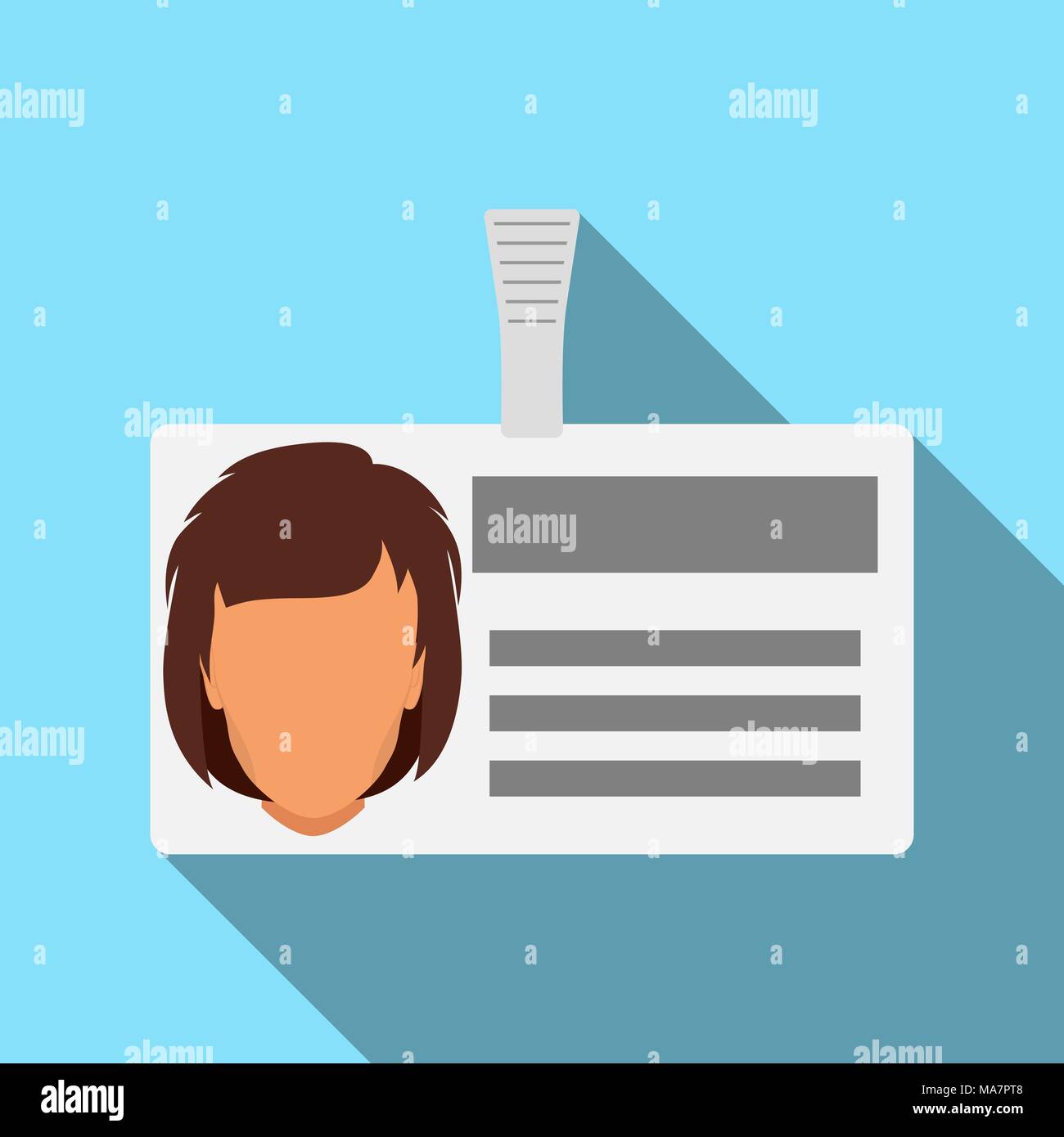 Name tag badge with woman s head silhouette. Plastic horizontal badge ...