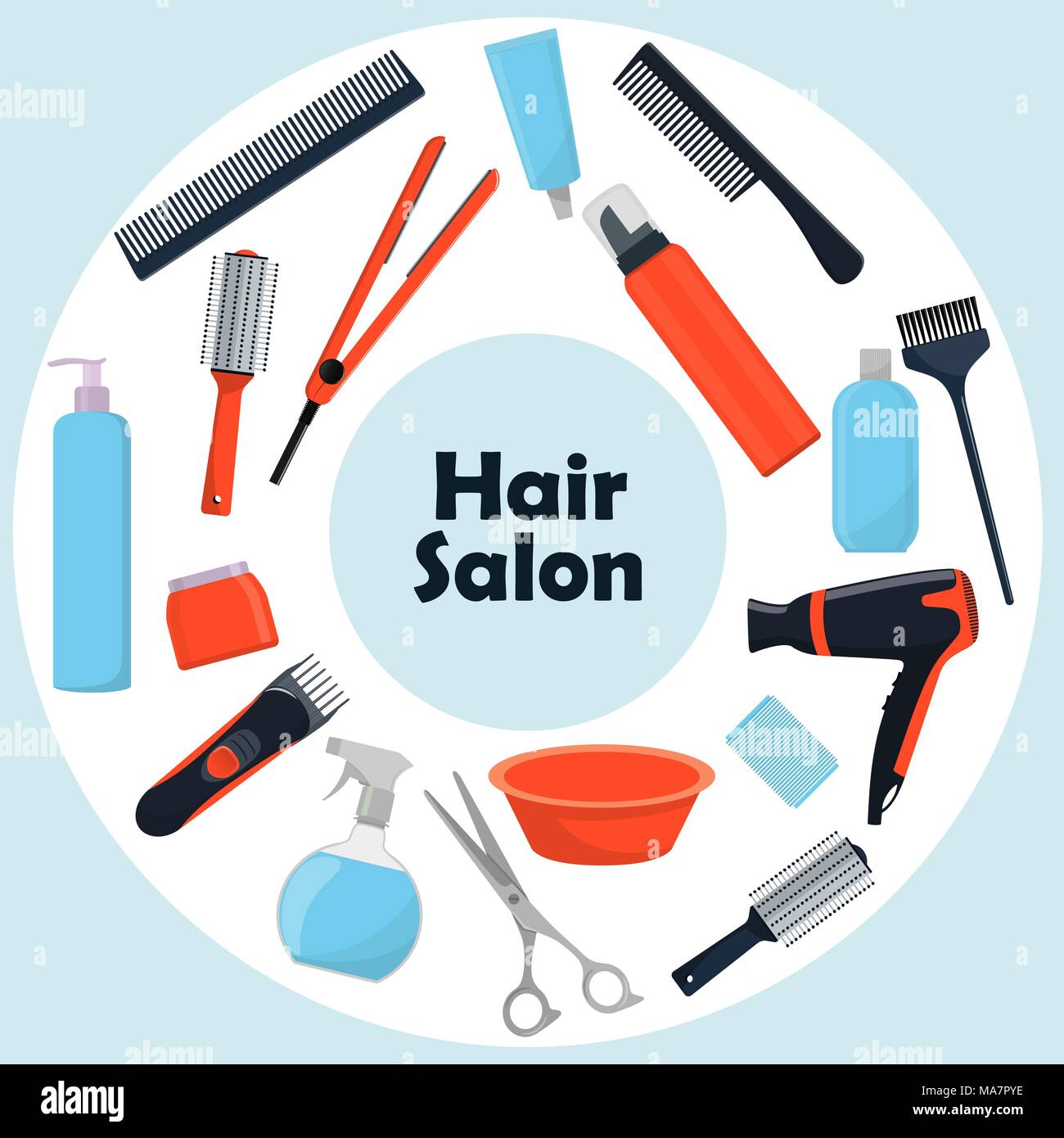 Tools and cosmetic products for hair care. Professional hairdressing ...