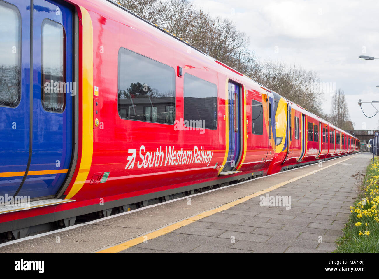 South Western Railway carriage at Barnes Station, London, UK Stock ...