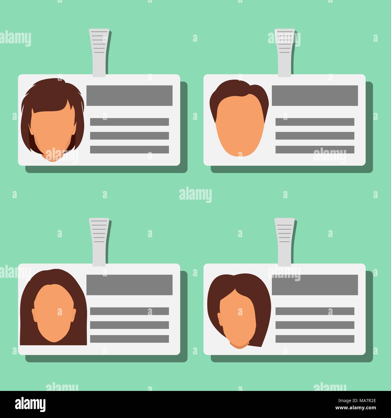 Name tags, set. Plastic horizontal badges. Name card icons. Collection ...