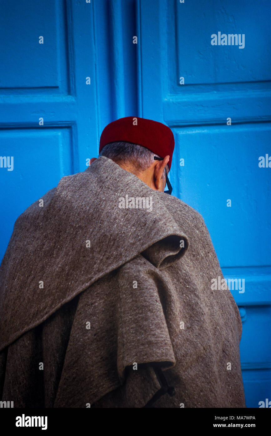 Tunisia, Bizerte, Tunis - view of the old village, typical hats ...