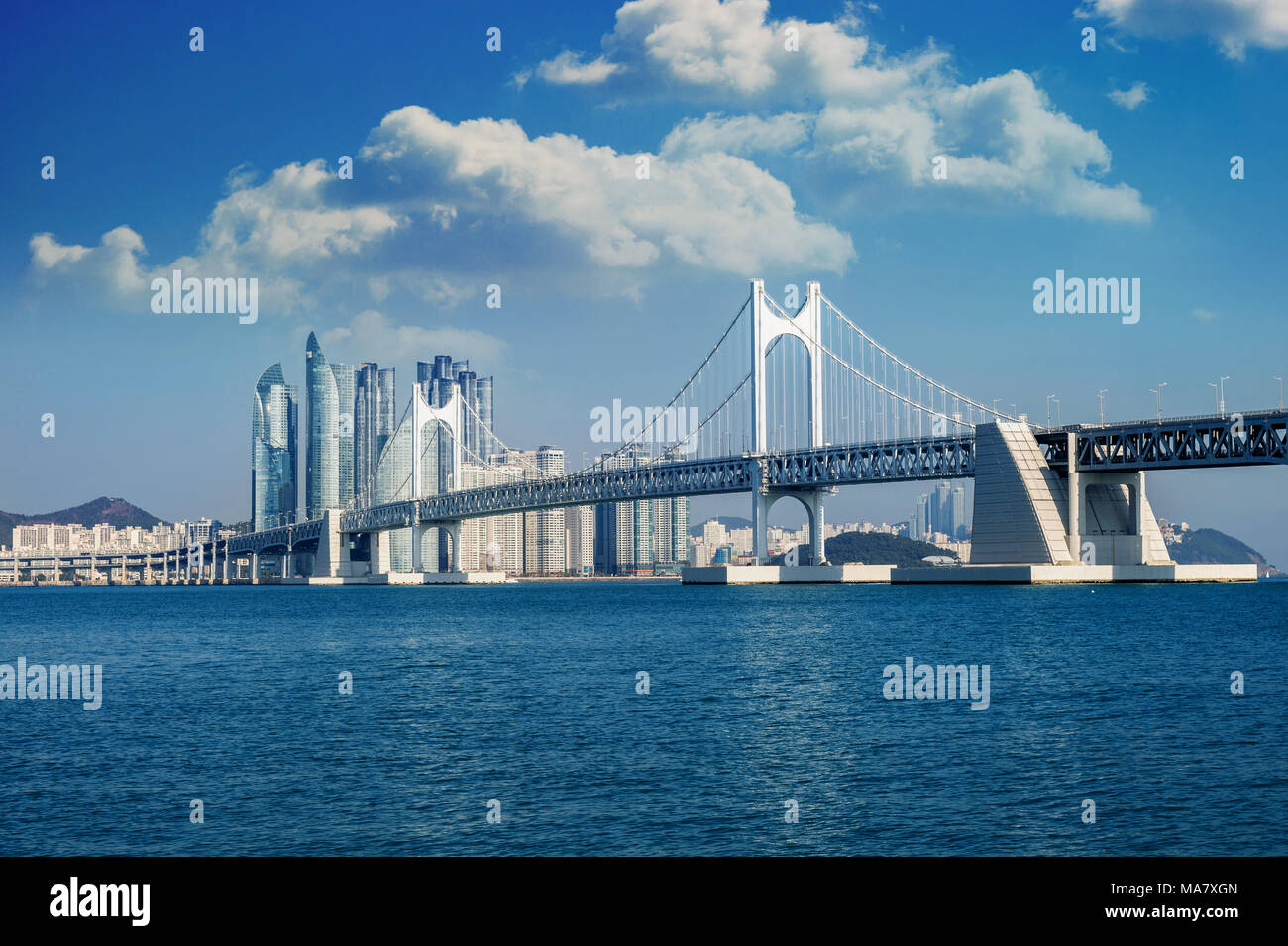 GwangAn bridge and Haeundae sea in Busan, South Korea Stock Photo - Alamy
