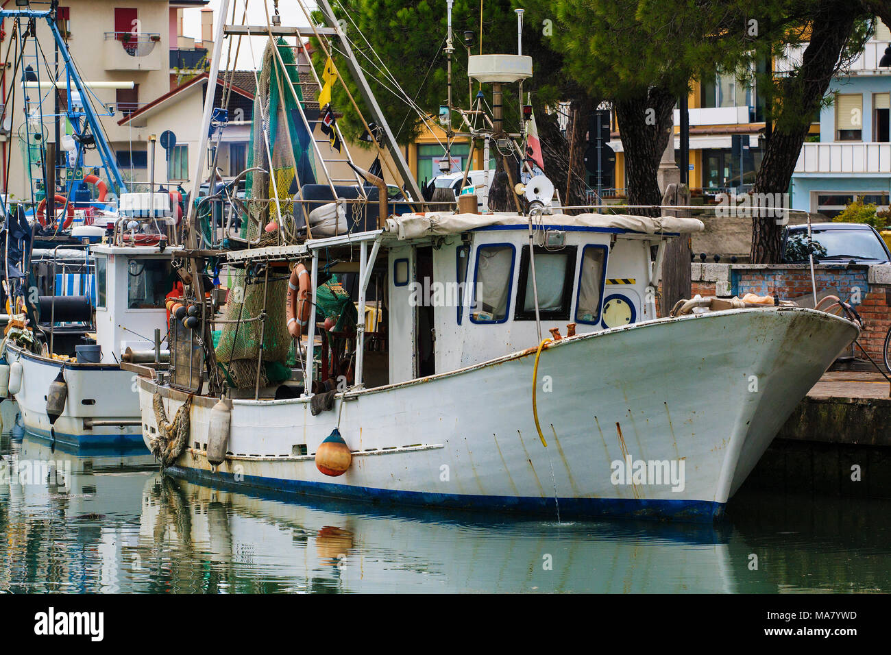 The fisherboat on the harbour Stock Photo - Alamy