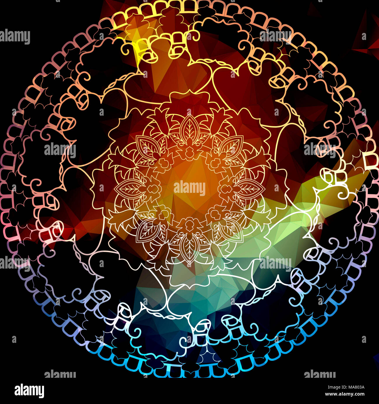 Yoga Mandala. Vintage decorative elements. Oriental pattern, over low ...