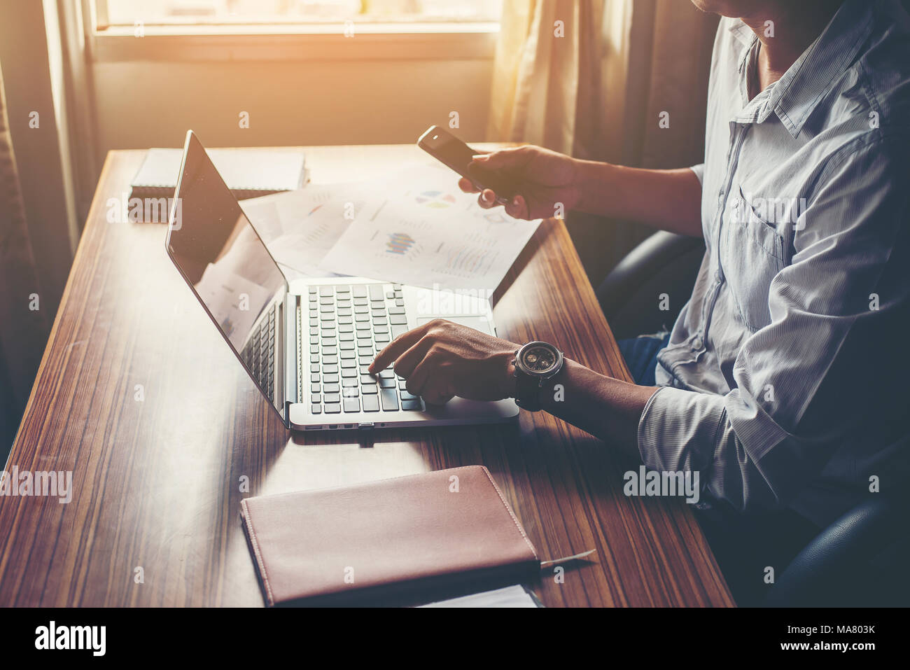 Hands businessman using cell hi-res stock photography and images - Alamy