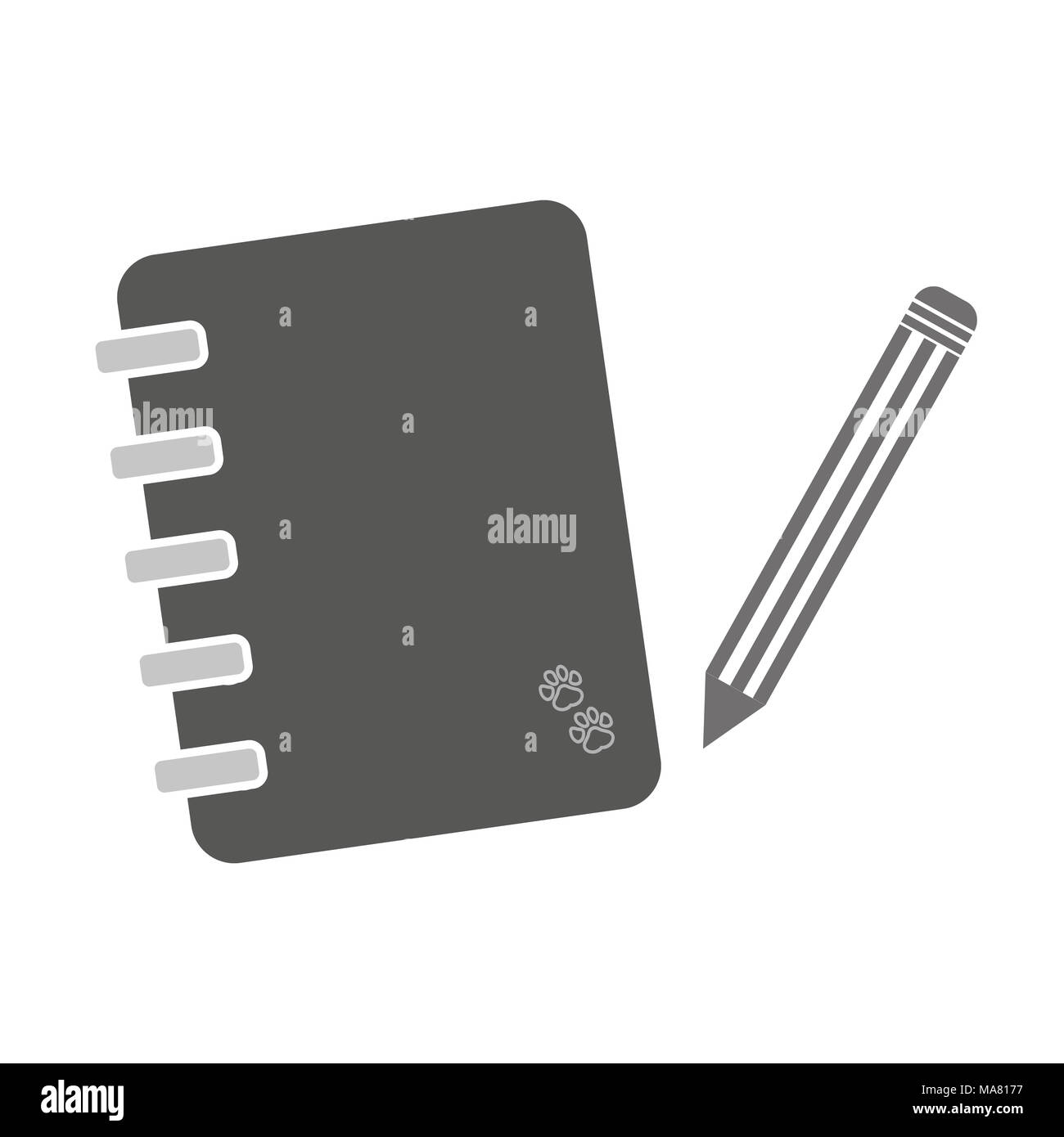 business gray note book and pen set vector illustration Stock Photo - Alamy