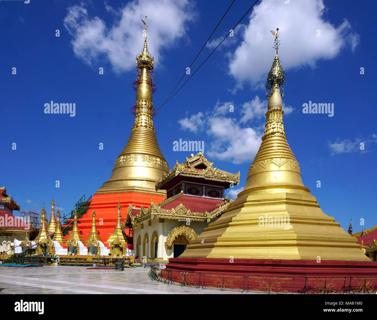 Paya Kyaikthanian temple and monastery with the old Moulmein pagoda ...