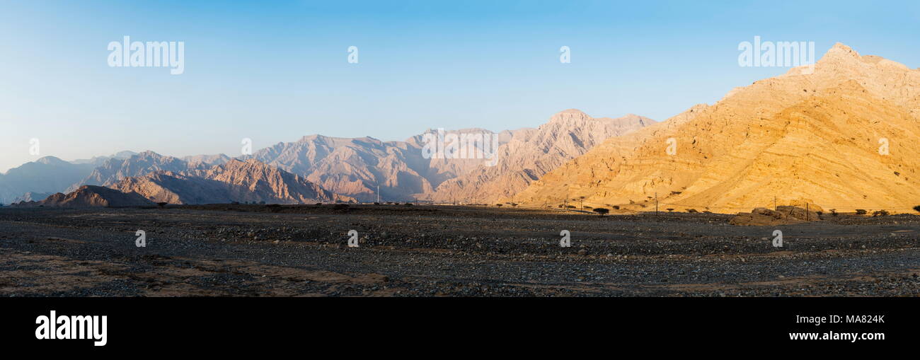 Jabal Jais mountain range complete panorama, north of United Arab ...