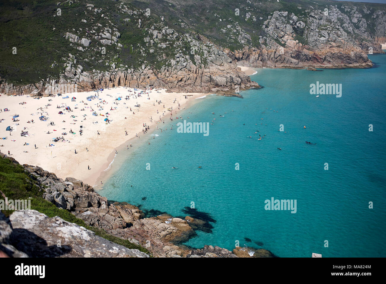 Basking Shark in near Porthcurno Beach, Cornwall. England. UK Stock ...