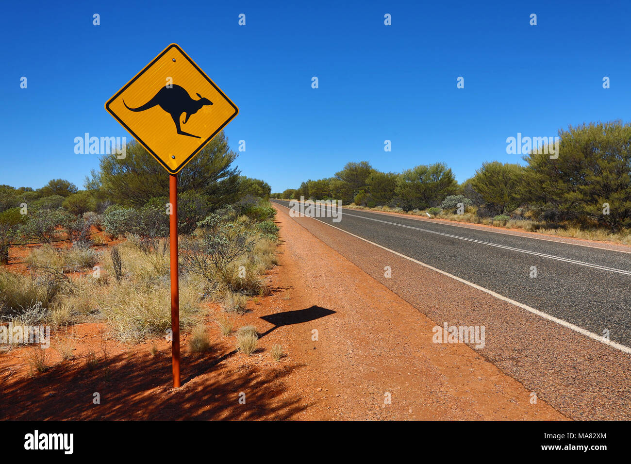 Kangaroo wildlife warning sign at Uluru, Ayers Rock, Uluru-Kata Tjuta ...