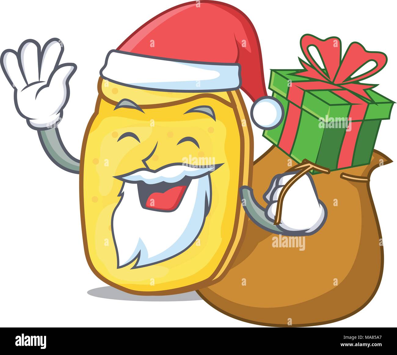 Santa with gift potato chips mascot cartoon Stock Vector Image & Art ...