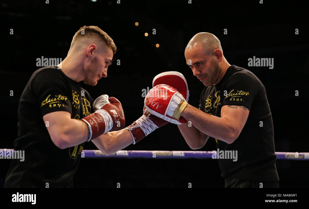 03-28-2018, St Davids Hall, Cardiff. Ryan Burnett during the workout ...