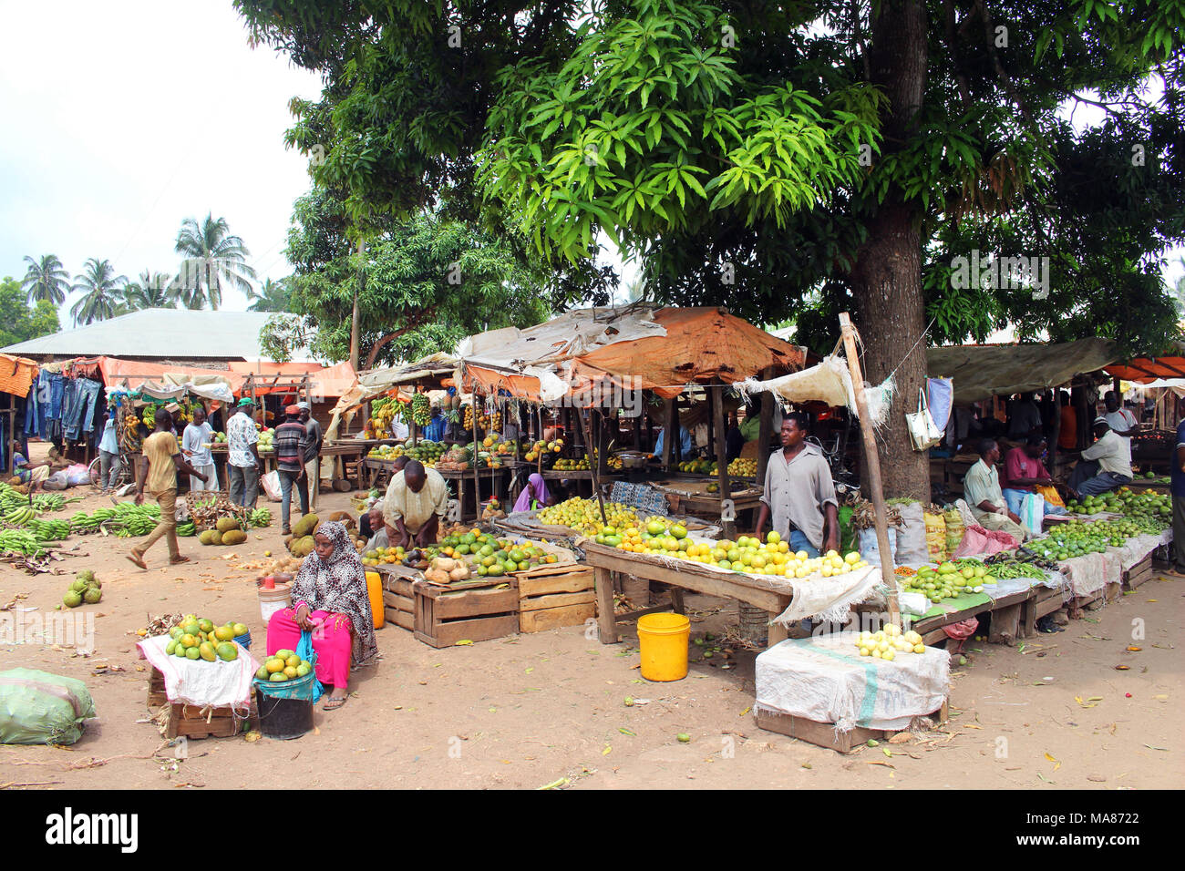 Nungwi, Zanzibar, Tanzania - January 10, 2016: The traditional market ...