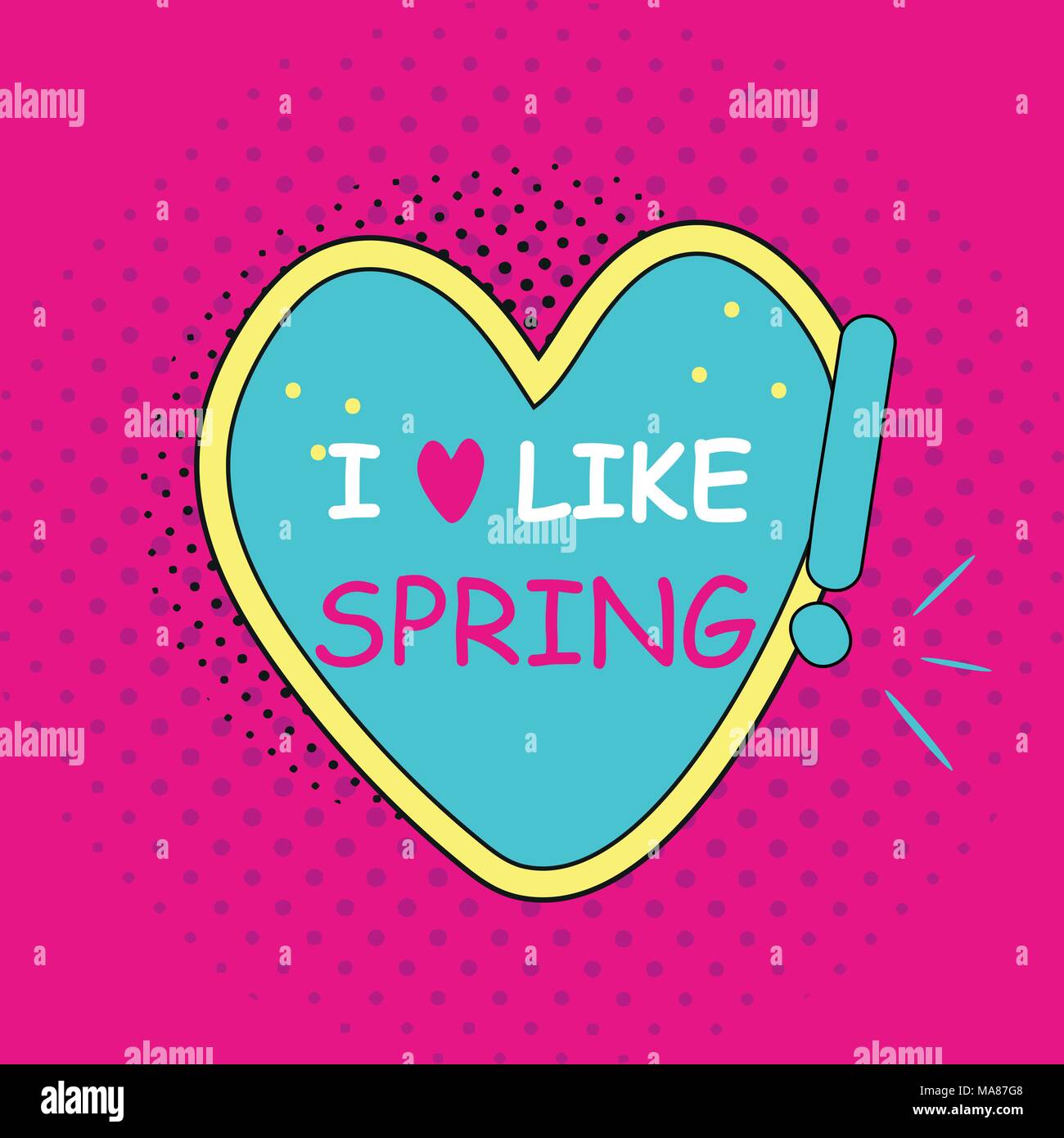 Spring sticker, badge with text, label. Pop art object on a color ...
