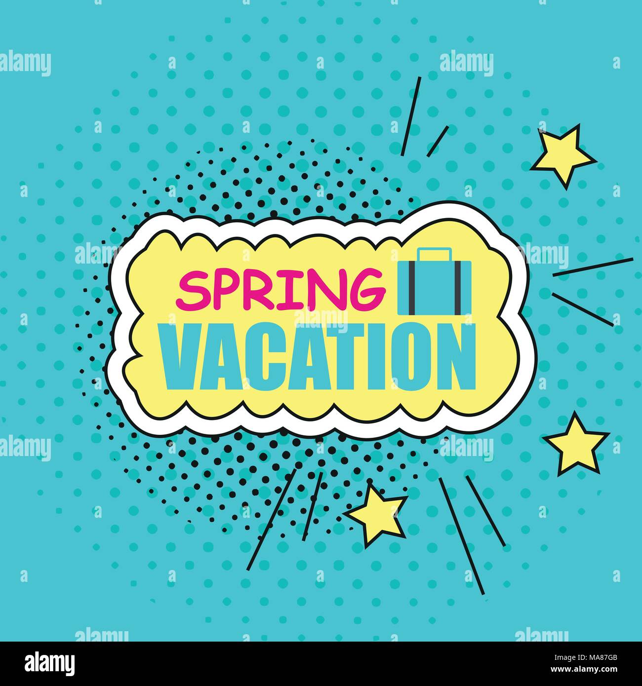 Spring sticker, badge with text, label. Pop art object on a color ...