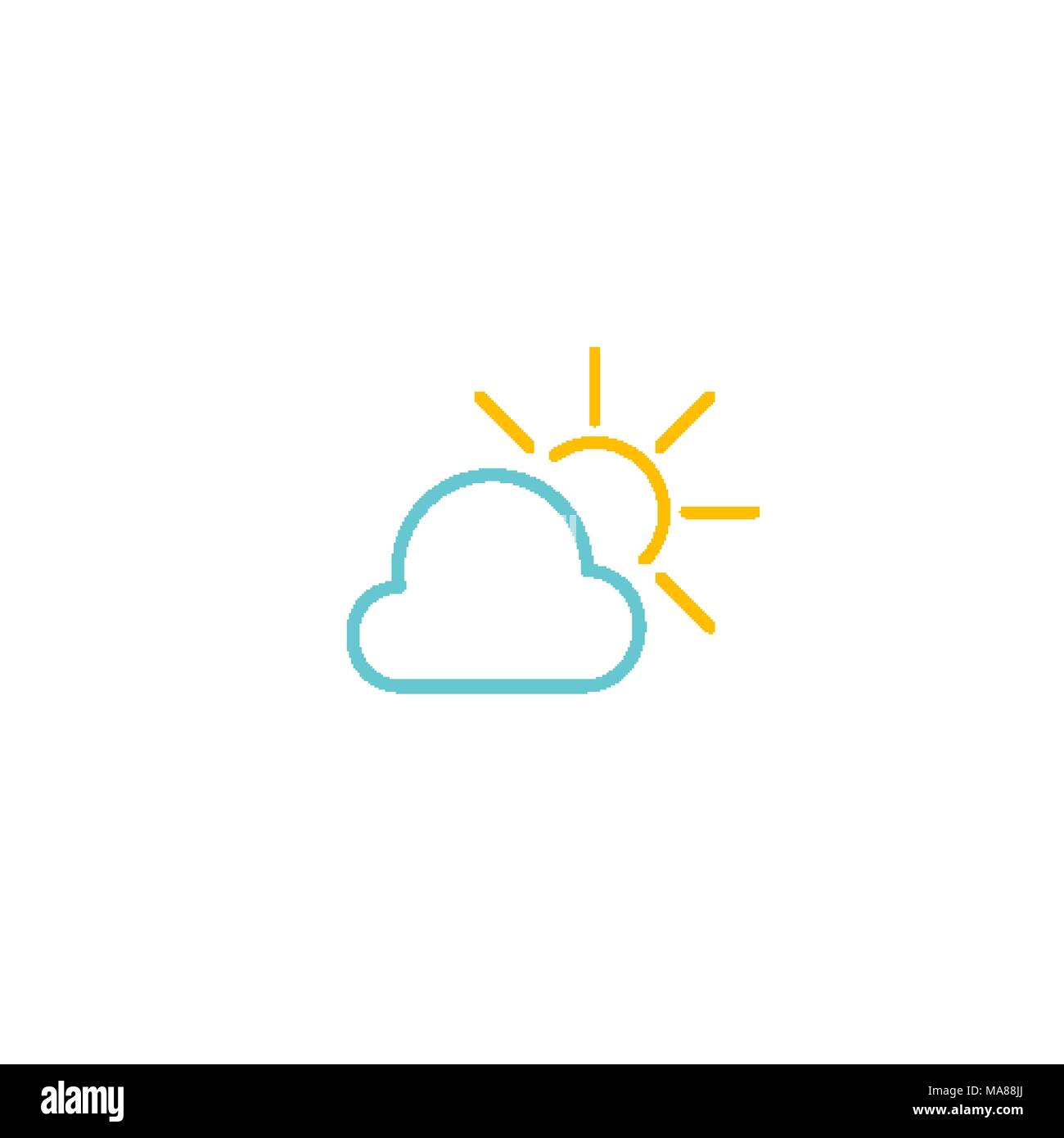 Simple blue cloud and yellow sun icon Stock Vector Image & Art - Alamy