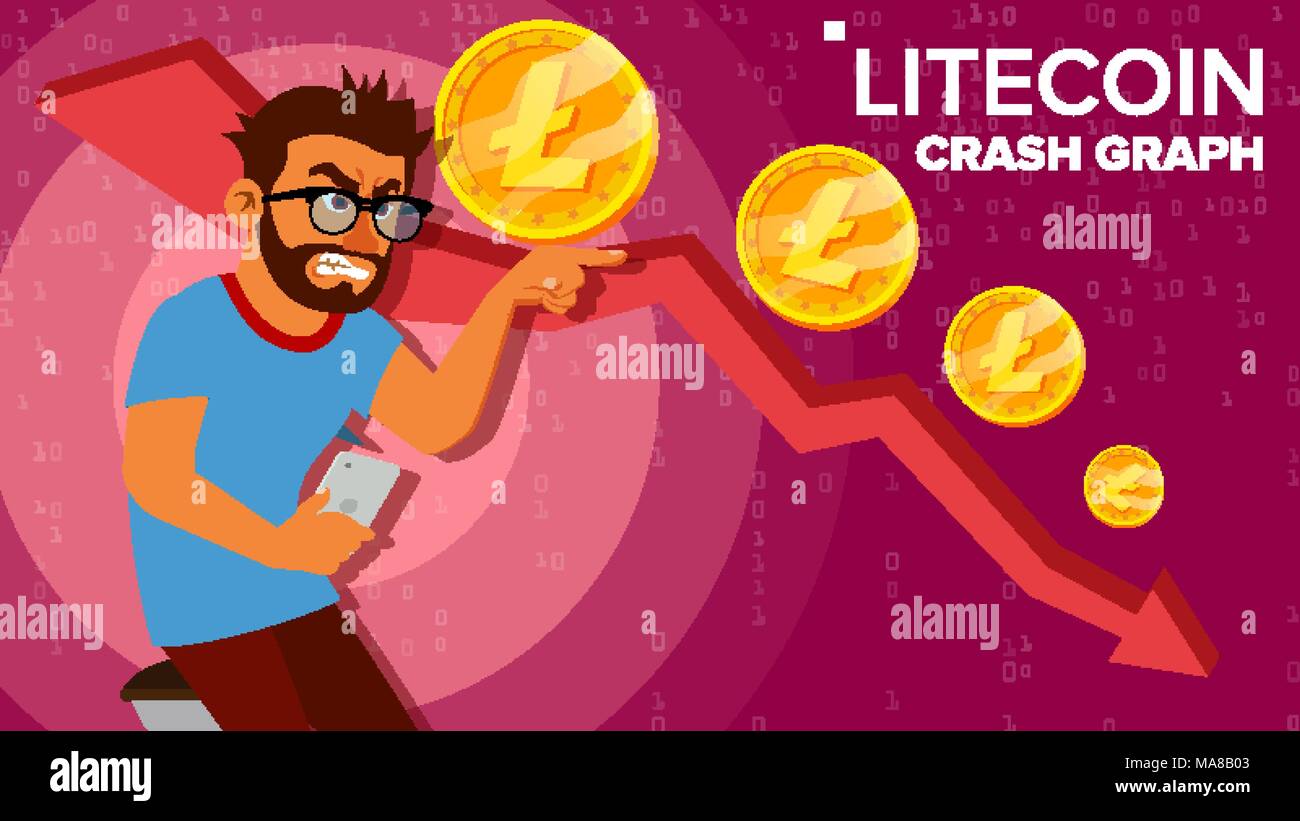 Litecoin Crash Graph Vector. Surprised Investor. Negative Growth ...